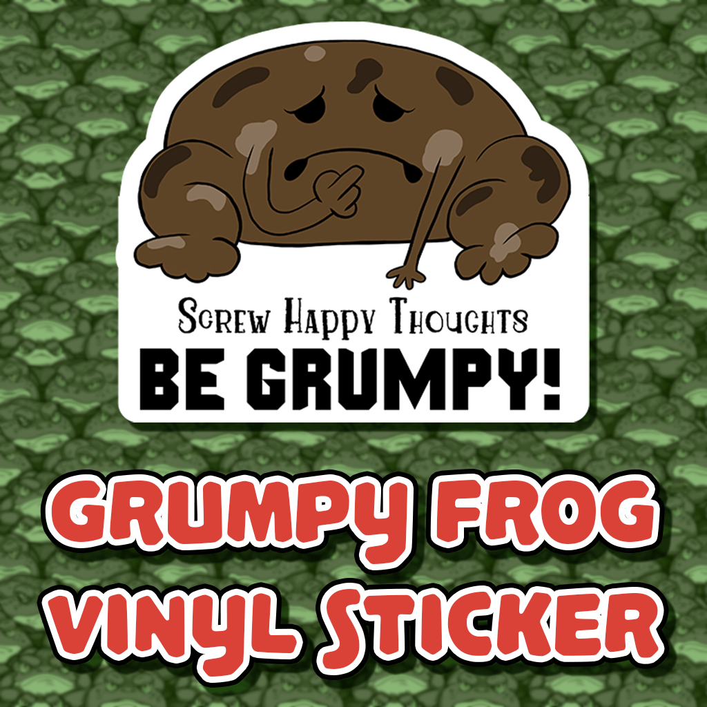"Grumpy Frog" Vinyl Sticker – Taco Viking Studios