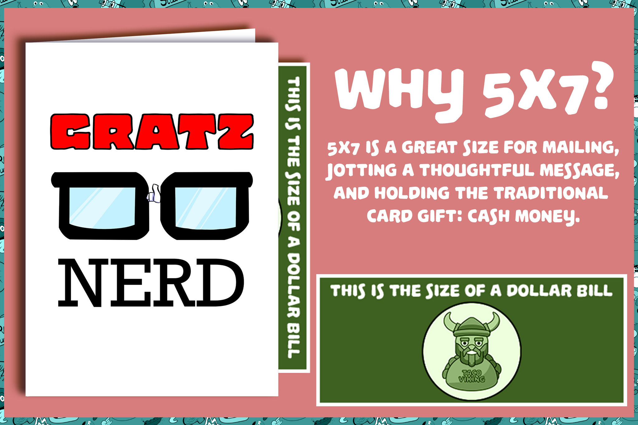 "Gratz Nerd" Graduation Card – Taco Viking Studios